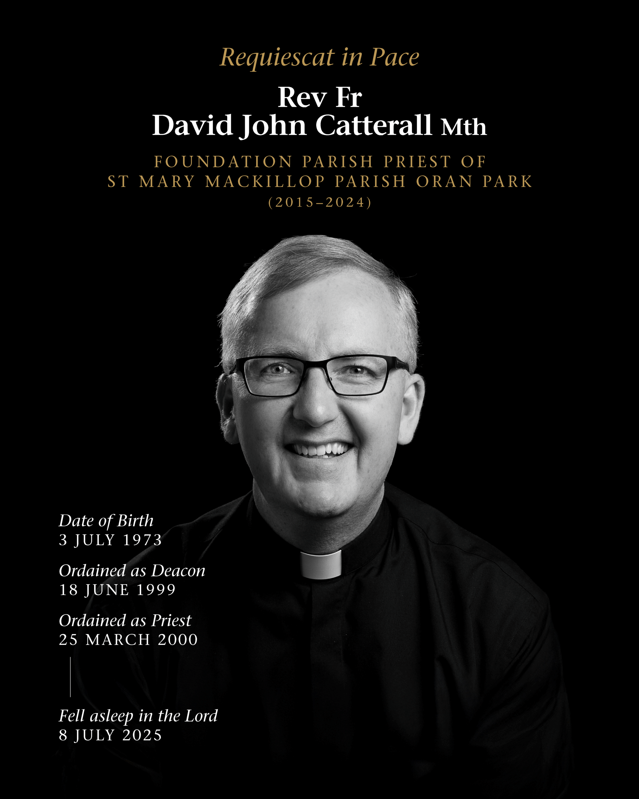 Requiescat in Pace Fr David Catterall – A message from Bishop Brian ...
